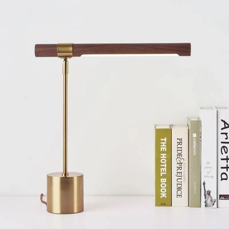 Italian designer wood desk lamp complex Nordic bronze contracted eye ...