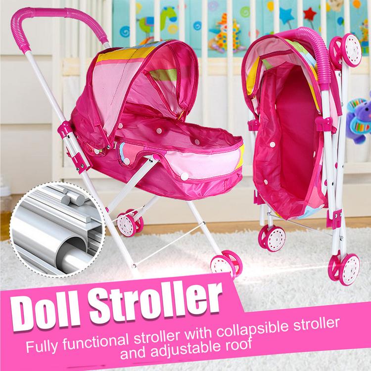 Stroller Toys for Toddlers Foldable Doll Pram with Dual Wheels Kids ...
