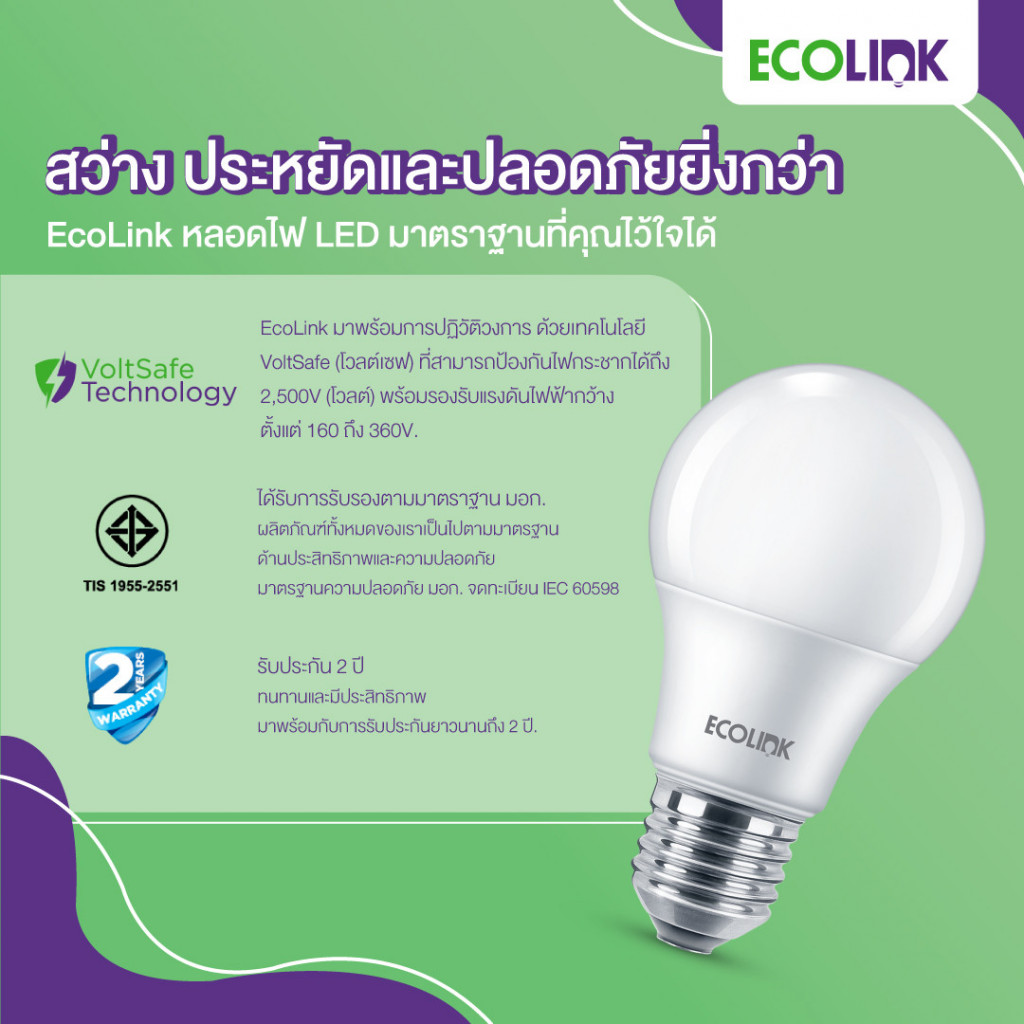 Ecolink LEDBulb 13W E27 6500K [Day Light] หลอดไฟ LED 1แพ็ค 12ชิ้น ของ ...