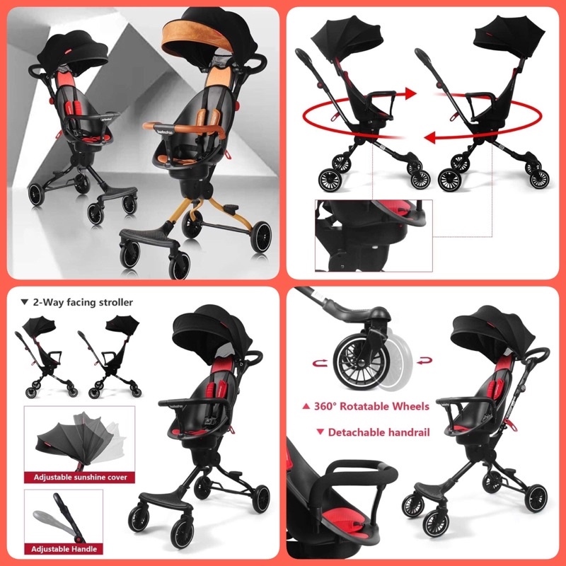 (แจกโค้ด) รถเข็นเด็กพกพา พับได้ V5 B Pro และ V8 เอนนอนได้ เข็นได้ 2ทาง รถเข็นเด็ก รถเข็นเด็กพับ ...