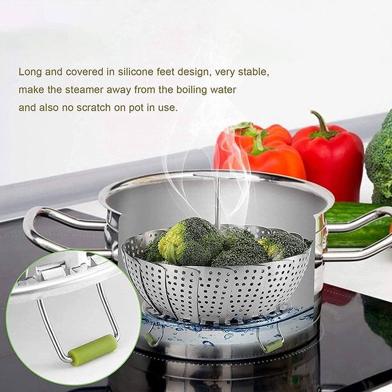 Stainless Steel Folding Vegetable Steamer Basket,Insert for Cooking ...
