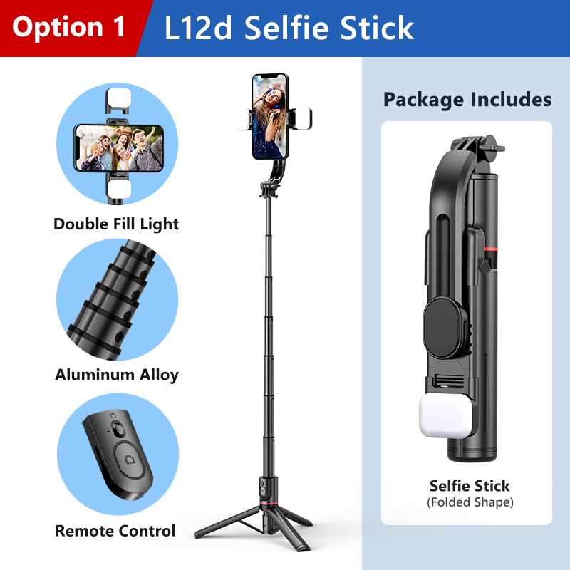 2023ใหม่ L12d พับไร้สายบลูทูธ S Elfie ติดขาตั้งกล้องที่มีชัตเตอร์ระยะ ...