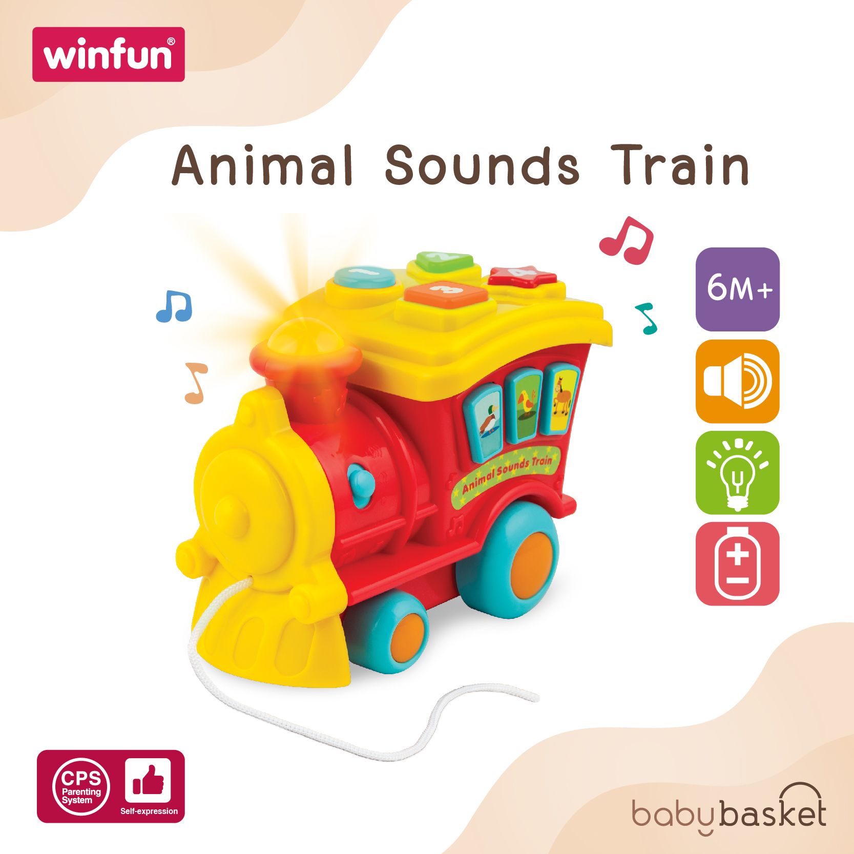 WinFun รถไฟเชือกจูงมีไฟกระพริบ Animal Sounds Train - Baby Basket Shop ...