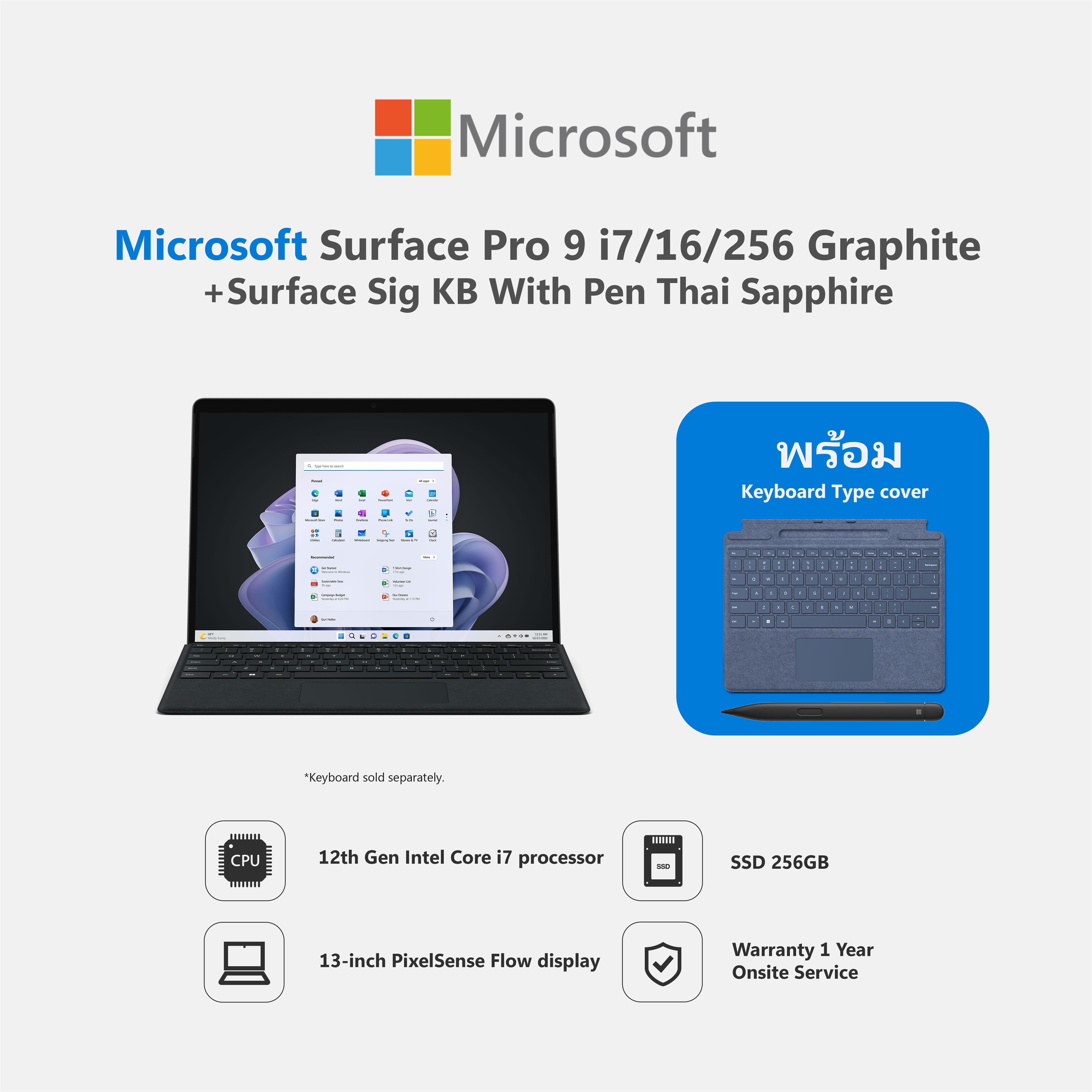 Microsoft Surface Pro 9 i716256 GraphiteMicrosoft Surface Sig KB With Pen Thai - Microsoft ...