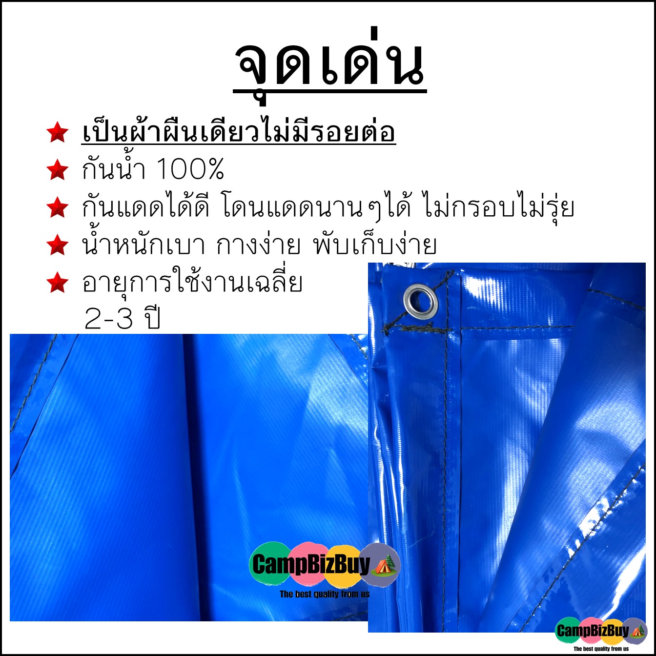 ผ้าใบ PVC Tarp สีน้ำเงิน คุณภาพดี กันน้ำ100 เป็นผืนเดียวไม่มีรอยต่อ ...