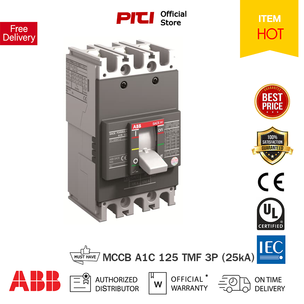 ABB MCCB A1C 125 TMF 3P เบรกเกอร์ Breaker MCCB A1C 125 TMF 3P (25kA) Formula Series ใช้เป็นเมน ...