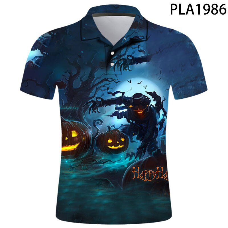 3D Printed Halloween Pumpkin Hombre Camisas De Polo Comics Men Polo ...