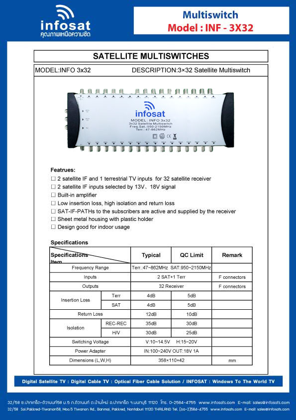 INFOSAT Multi Switch รุ่น INF-3X32 มัลติสวิทซ์ (เข้า3ออก32) - Storetex ...