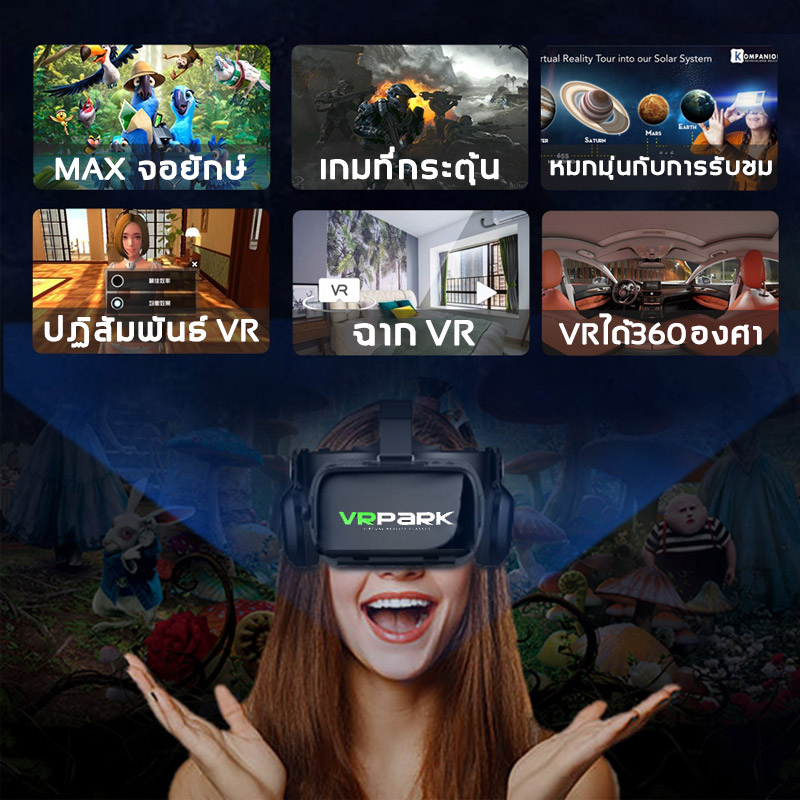 แว่นตา VR 3D แว่นตาเสมือนจริง VRPARK J20 สำหรับ iPhone Android เกมสมาร์ทโฟน3D แว่นตาภาพยนตร์ ...