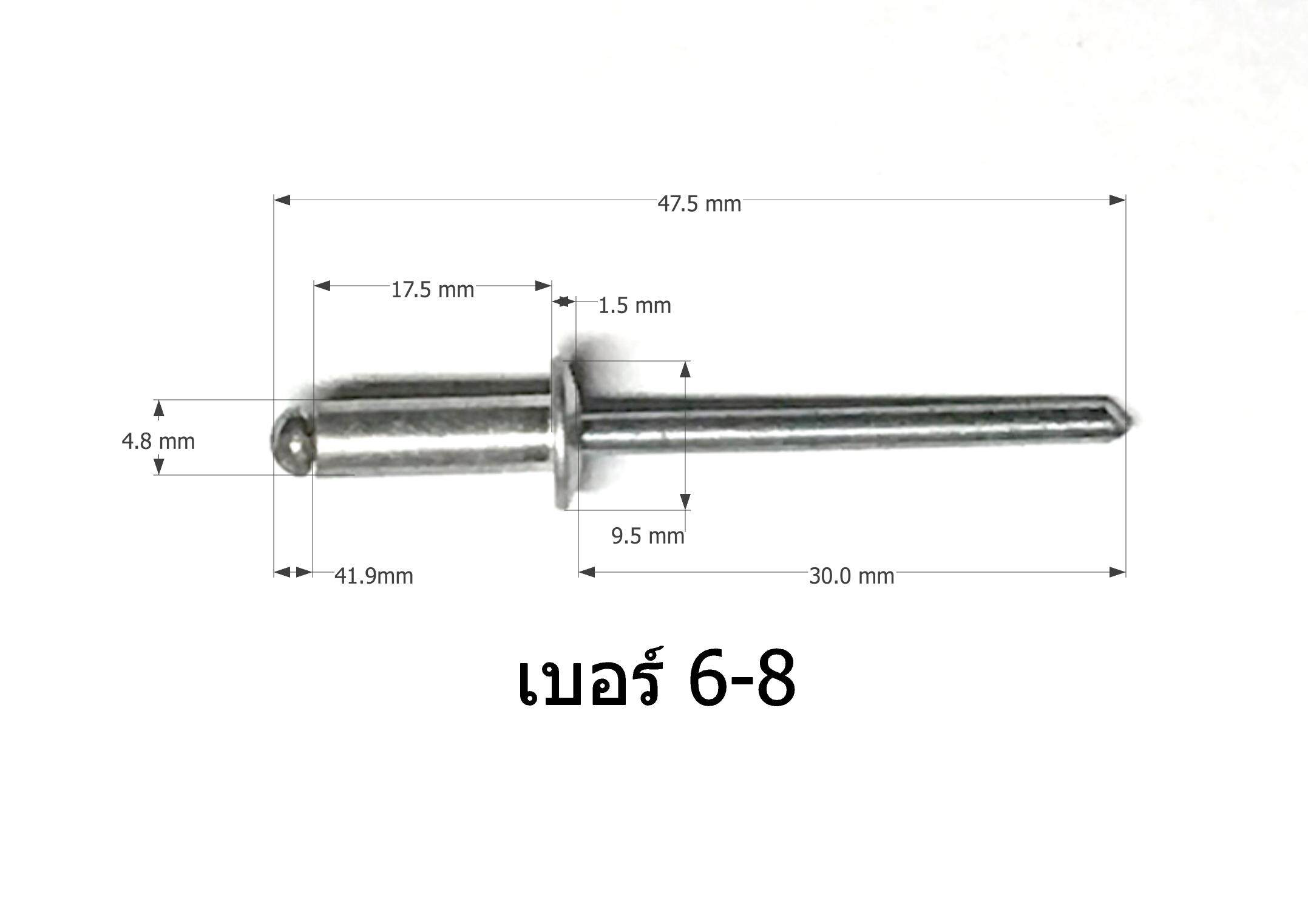 รีเวท (Blind rivets) เบอร์ 6-8 แพ็คละ 100 ตัว ยี่ห้อ PATTA ลูกรีเวท ดอก ...
