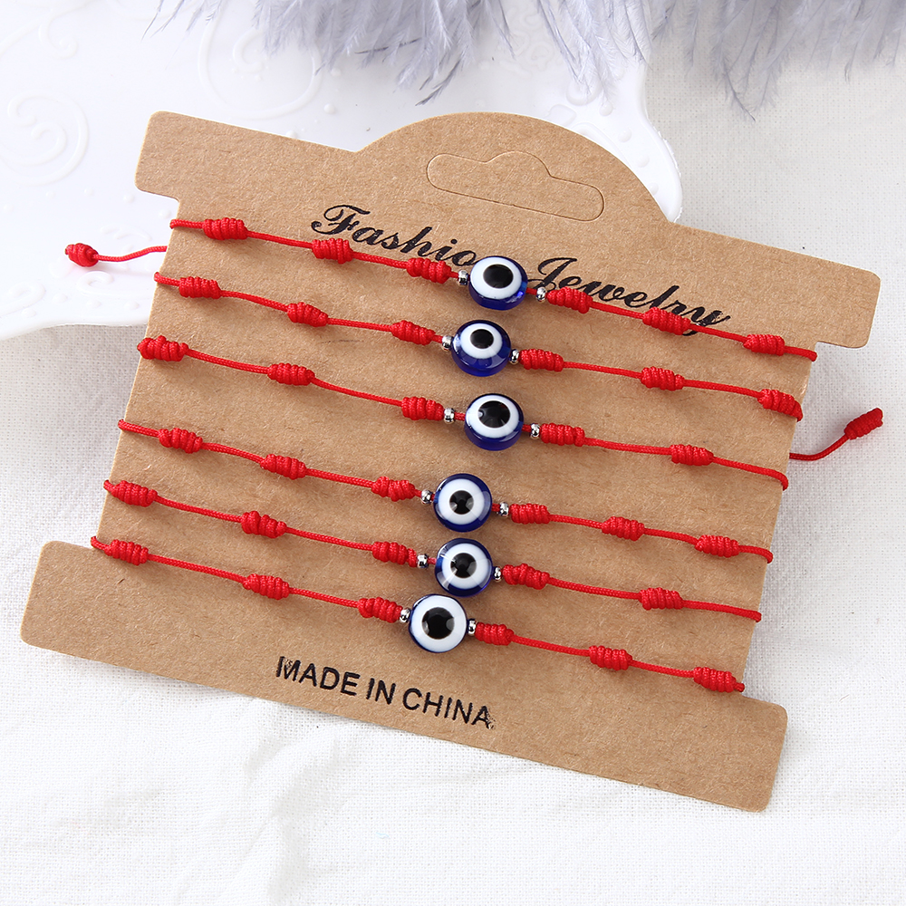 6pcsset Luckly Turkish Evil Eye ided celet Women Red Black Adjustable ...