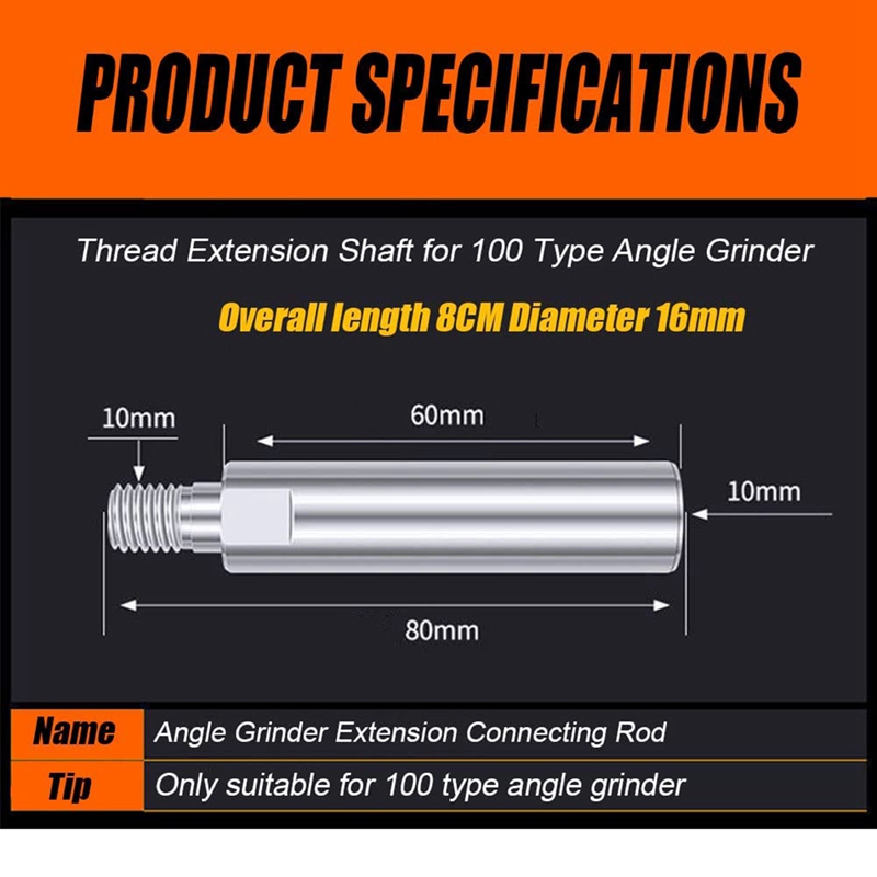 Angle Grinder Extension Connecting Rod,80mm M10 Threaded Extension ...