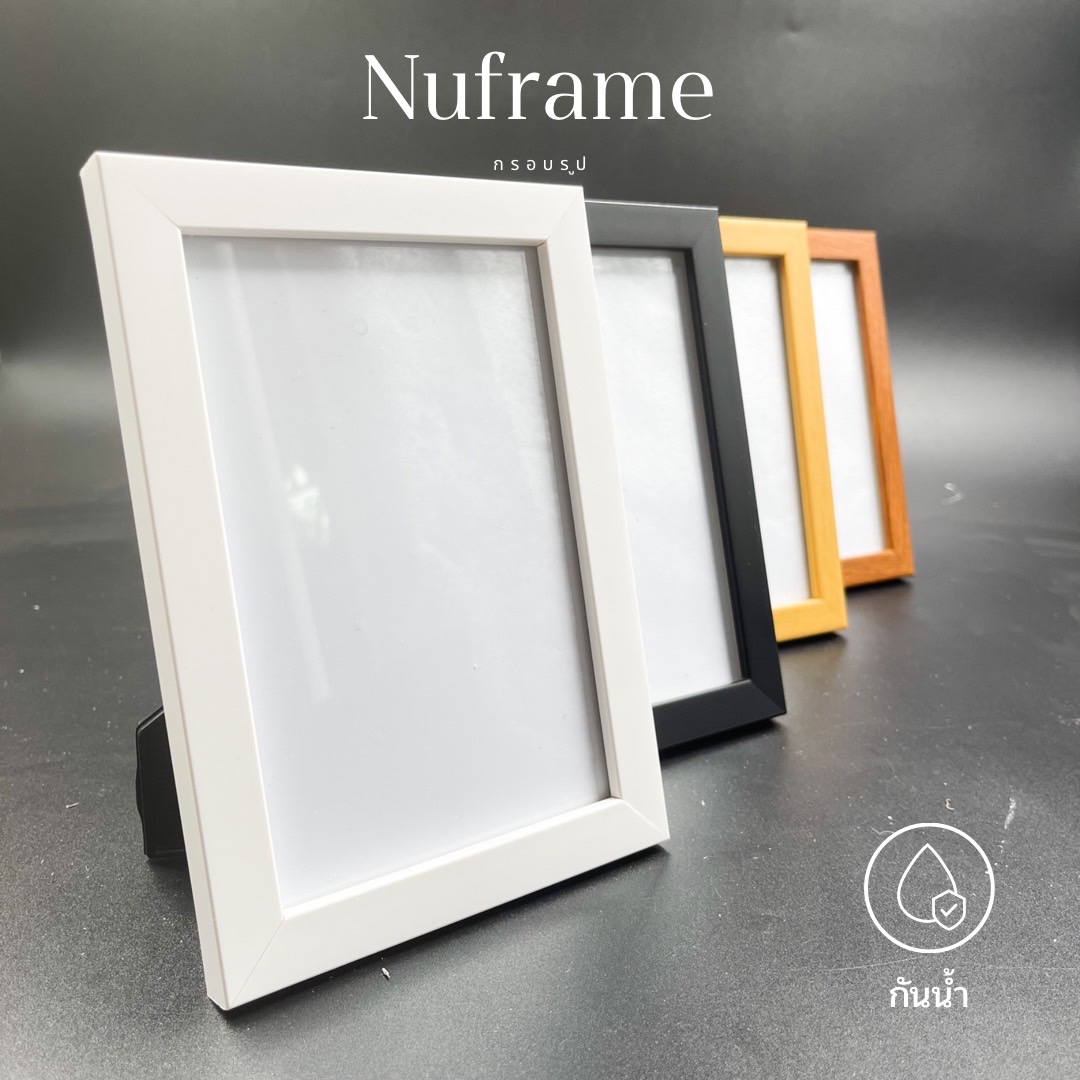 กรอบรูป 8x10 A4 8x12 10x12 ไม้ทรงเหลี่ยมสีขาวสีดำสวยงาม พร้อมขาตั้ง ...