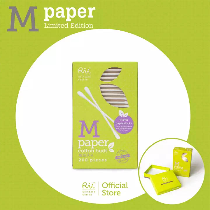 Rii M Paper Cotton Buds 200 pcs ก้านเฟิร์ม หัวแน่น ถนัดมือ แต่งตากริ๊บ ก้านกระดาษจากญี่ปุ่น ...