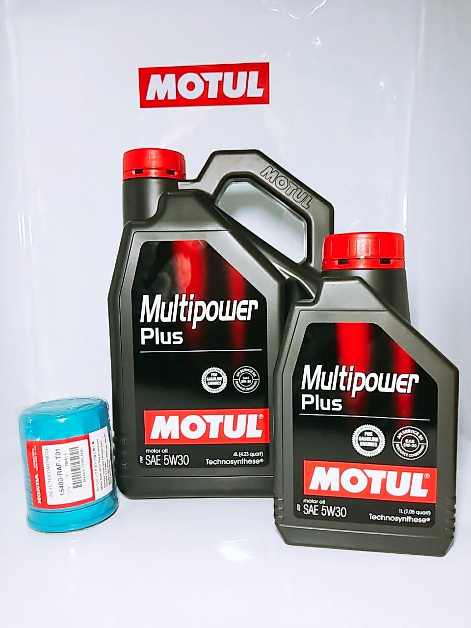 MOTUL Multipower Plus 5W-30 4+1ลิตร แถมฟรี กรองน้ำมันเครื่อง HONDA ทุก ...