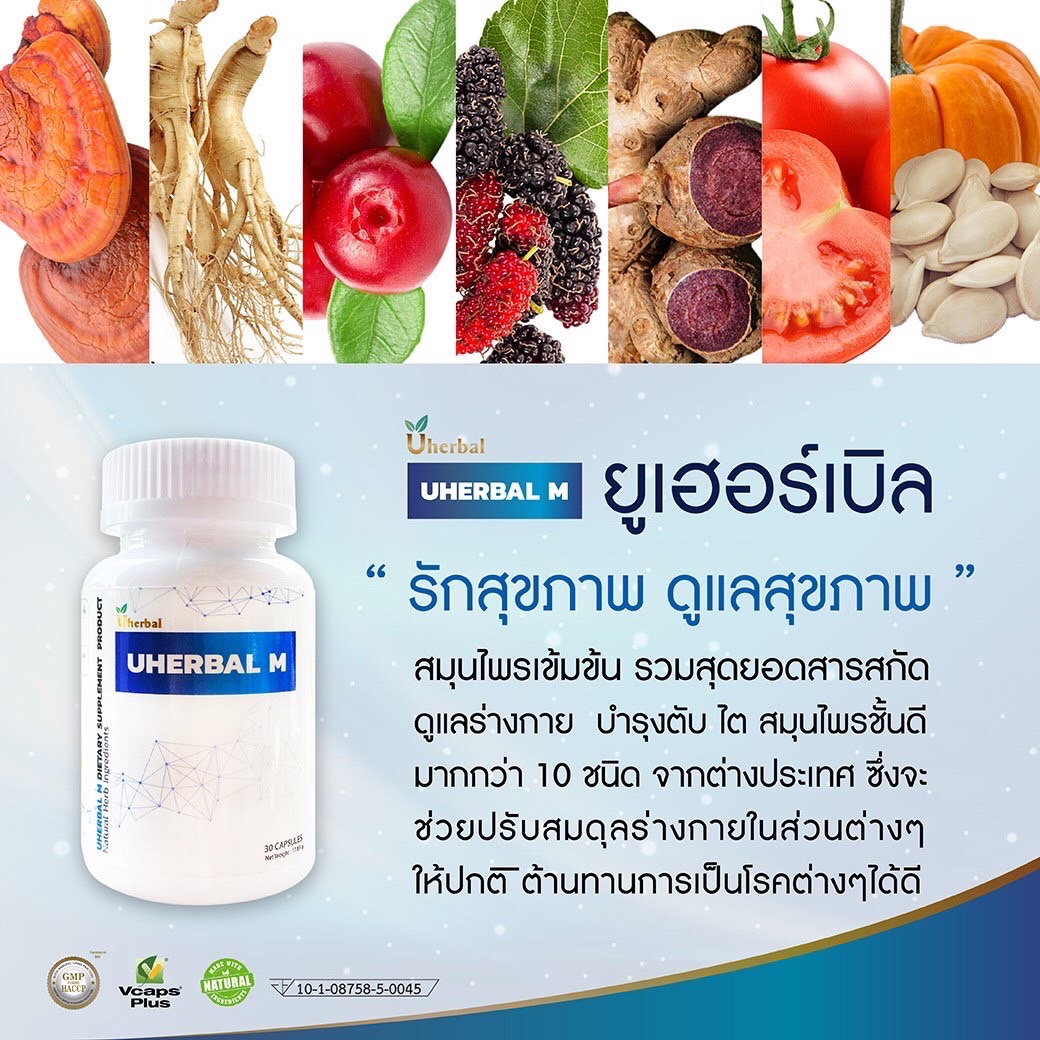 Uherbal M ยูเฮอร์เบิลเอ็ม สำหรับผู้ชาย สมุนไพรดูแลระบบปัสสาวะ ปัสสาวะบ่อย ฉี่บ่อย ฉี่ไม่พุ่ง ...