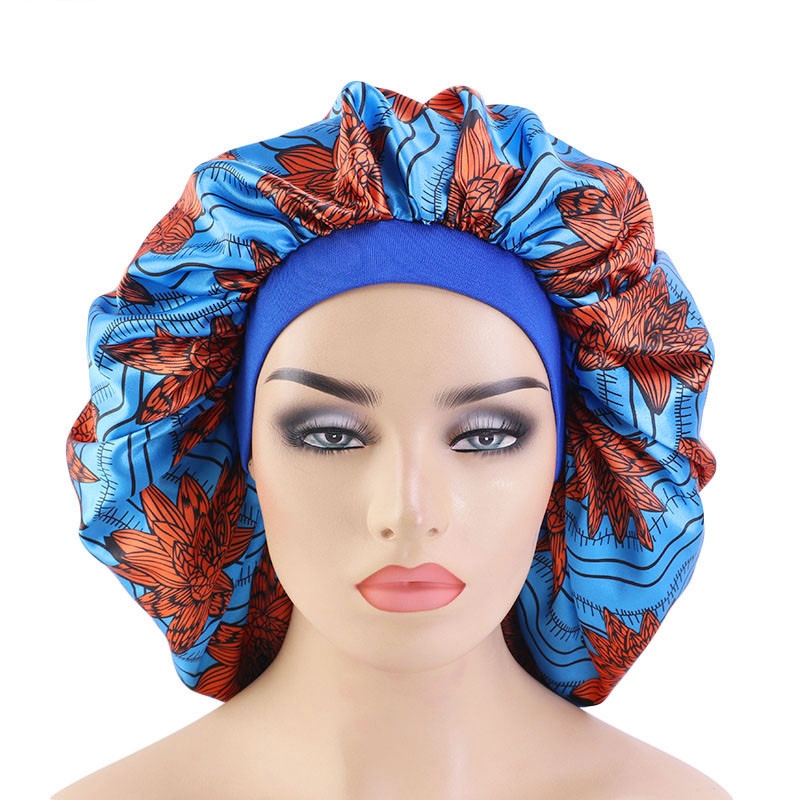 Large Satin Sleep Cap Night Hat African Women Print Hair Bonnet Indian ...
