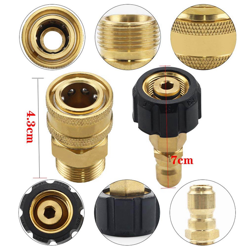 Pressure Washer Adapter Set, Quick Connector, M22 14mm Swivel To M22 Metric Fitting,M22-14 ...