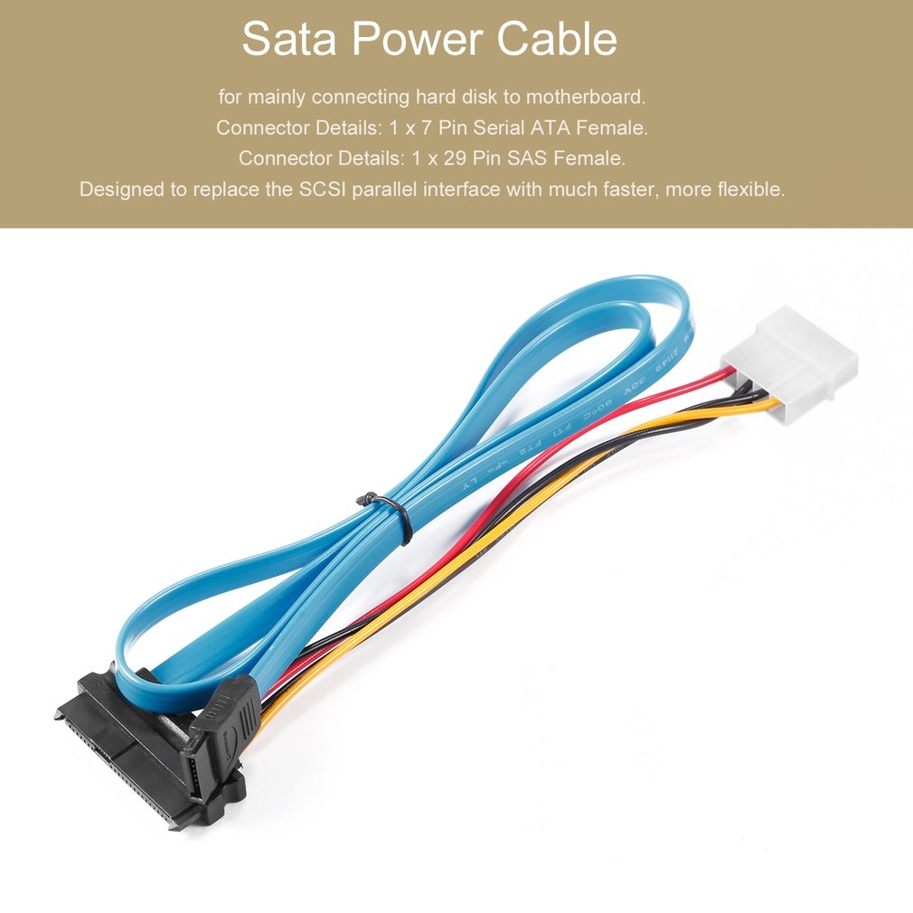 7 Pin SATA Serial ATA to SAS 29 Pin amp; 4 Pin Cable Male Connector Adapter for 2.5 inch HDD ...