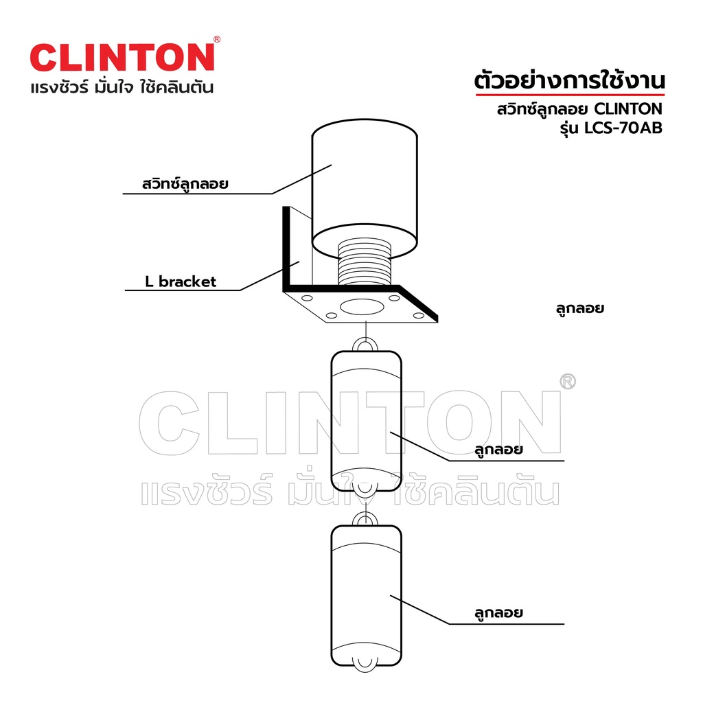 ลูกลอยไฟฟ้า สวิทซ์ลูกลอย float switch CLINTON รุ่น LCS-70AB - Clinton ...