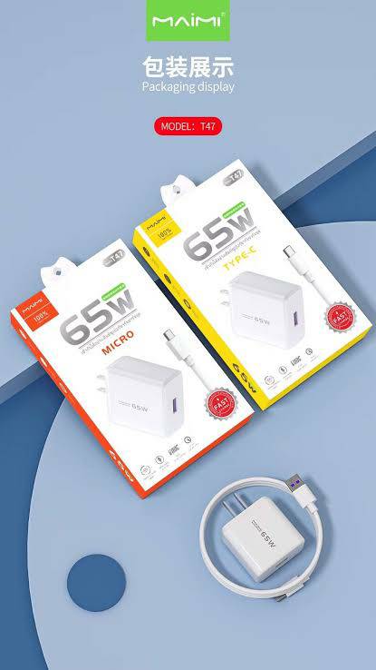 ชุดชาร์จเร็ว Maimi รุ่น T47 ชาร์จเร็ว ชาร์จด่วน 65W Micro TypeC หัวชาร์จพร้อมสายชาร์จ ใช้ได้กับ ...