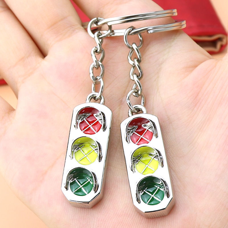 Creative simulation traffic light key pendant ring traffic lights male ...