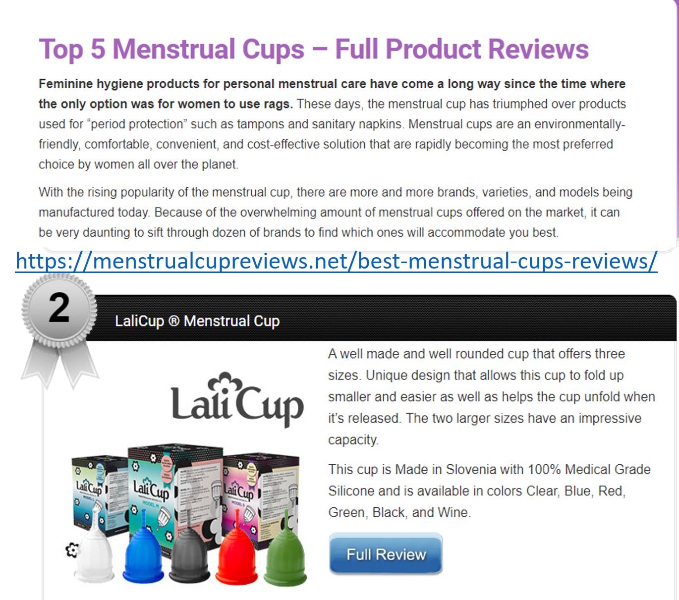 Lalicup Menstrual cup size S-XL จากประเทศ Slovania มีคู่มือภาษาไทย ถ้วย ...