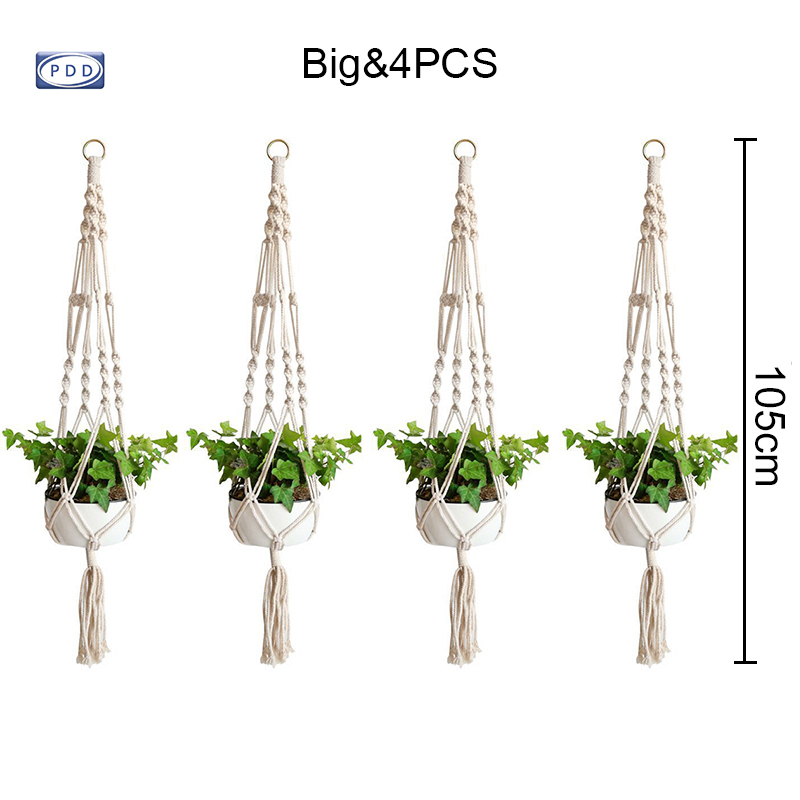 PDD 2/4Pcs Macrame Plant Hanger Flower Pot Plant Holder 4 Legs String ...