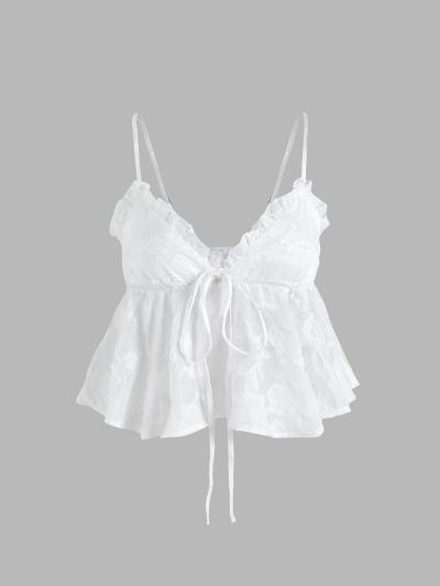 Cider Solid Ruffle Hem V-Neck Cami Top - Cider - ThaiPick