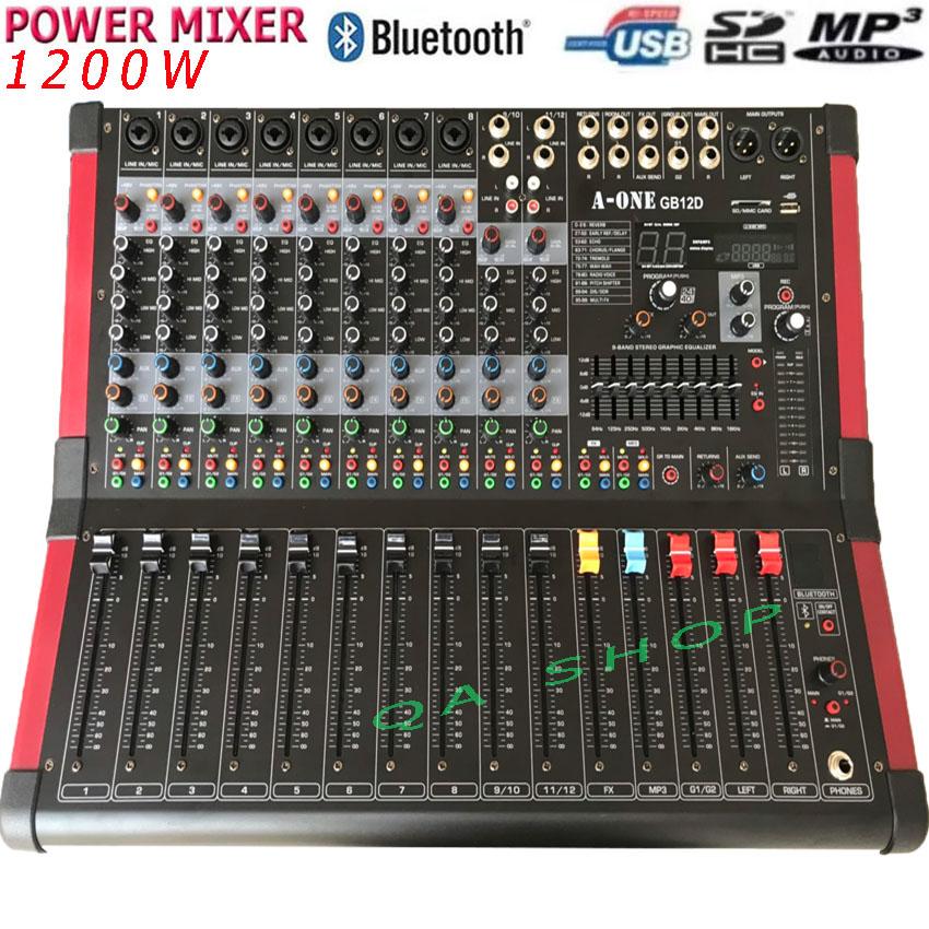AUDIO SOUND A-ONE เพาเวอร์มิกเซอร์ ขยายเสียง1200W 12CH Power mixer ( 12 ...