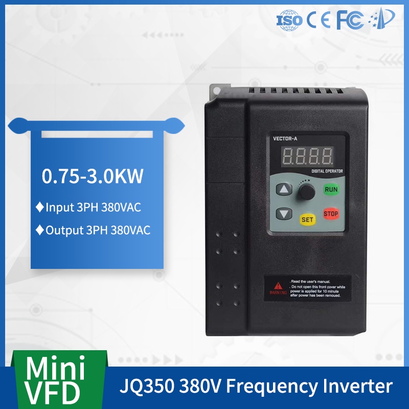 JQ350G3 3Phase 380V Input and Output 0.75kw 1.5kw 2.2kw 3kw VFD Motor Speed Controller Frequency ...
