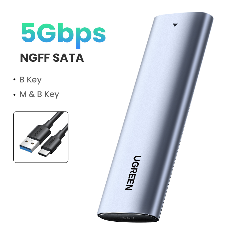 UGREEN ฮาร์ดดิสก์แบบพกพา M.2 NVMe SSD Enclosure 10Gbps 5Gbps NVMe SATA to USB 3.1 Gen2 10 Gbps ...