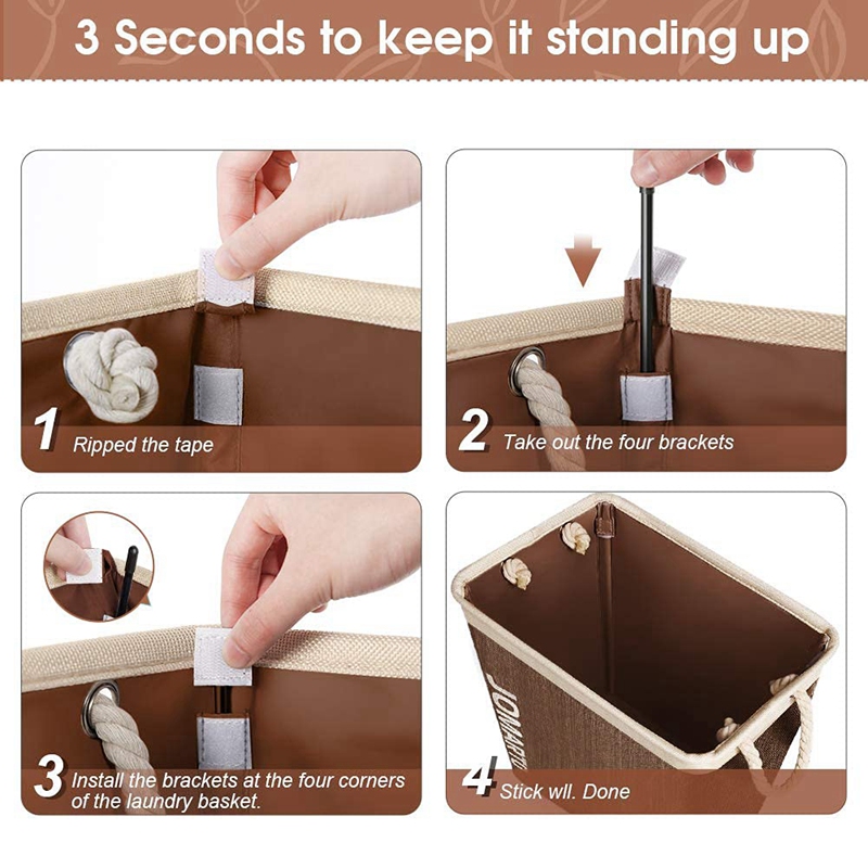 Laundry Basket with Handles 2 Pack, Collapsible Linen Laundry Hampers ...