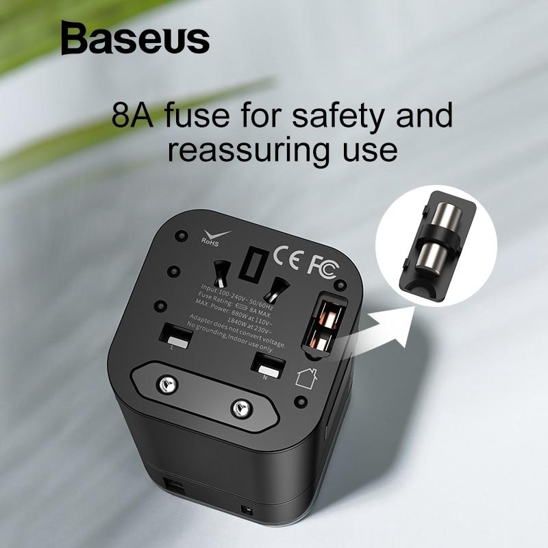 Baseus หัวชาร์จ ใช้ได้ทั่วโลก Universal Adaptor ชาร์จเร็ว QC 3.0 + PD 3 ...