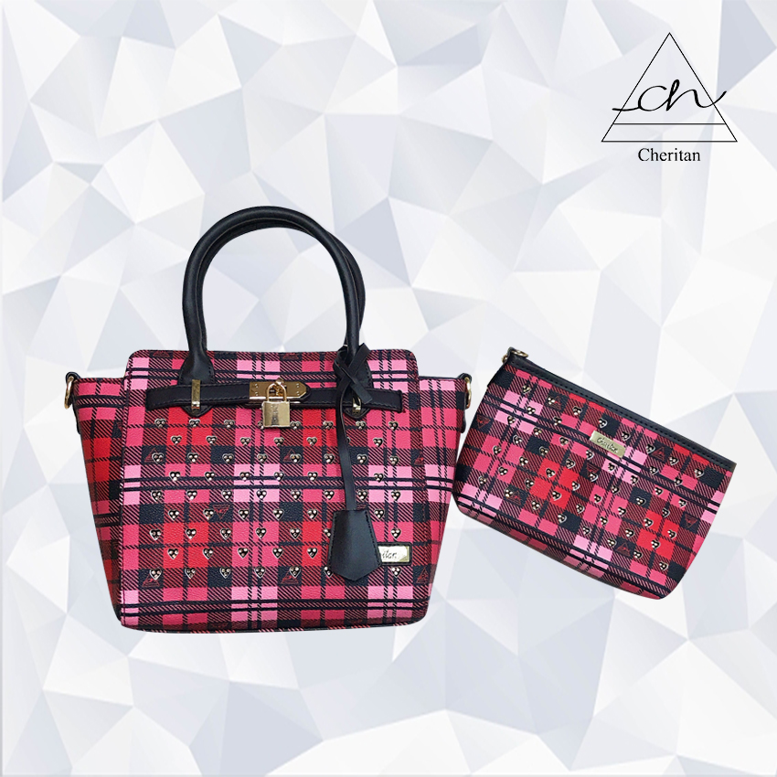 Cheritan กระเป๋าเซต 2ใบ รุ่นA11-1 กระเป๋าแม่ลูก ฉลุติดคริสตัล เชอริตัน ...