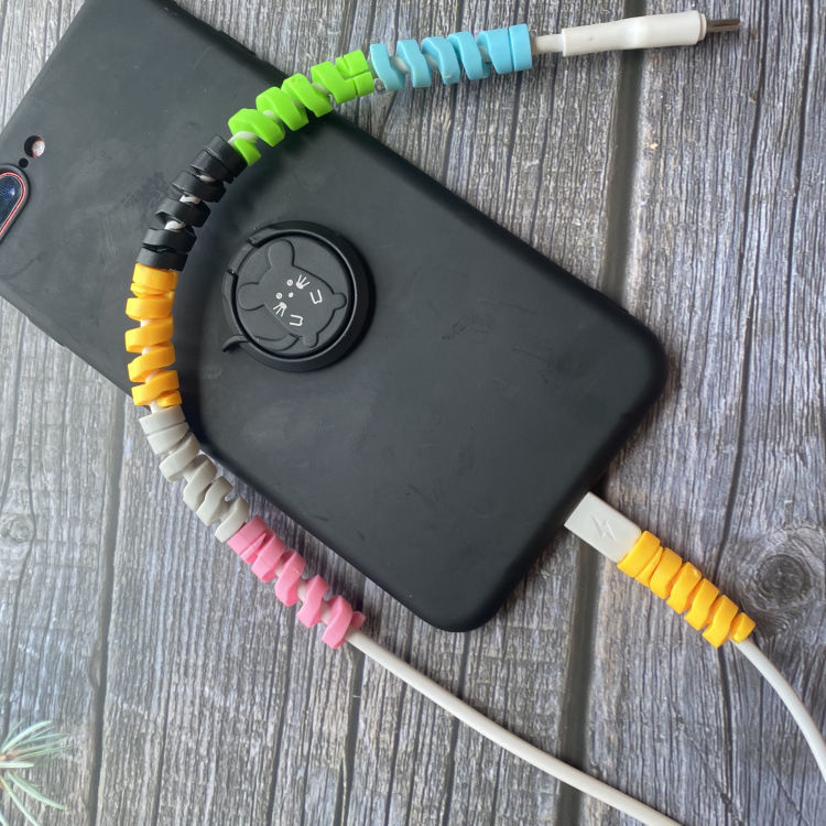 USB Cable Protection Sleeve Spiral Winding Solid Color Headset Cable ...