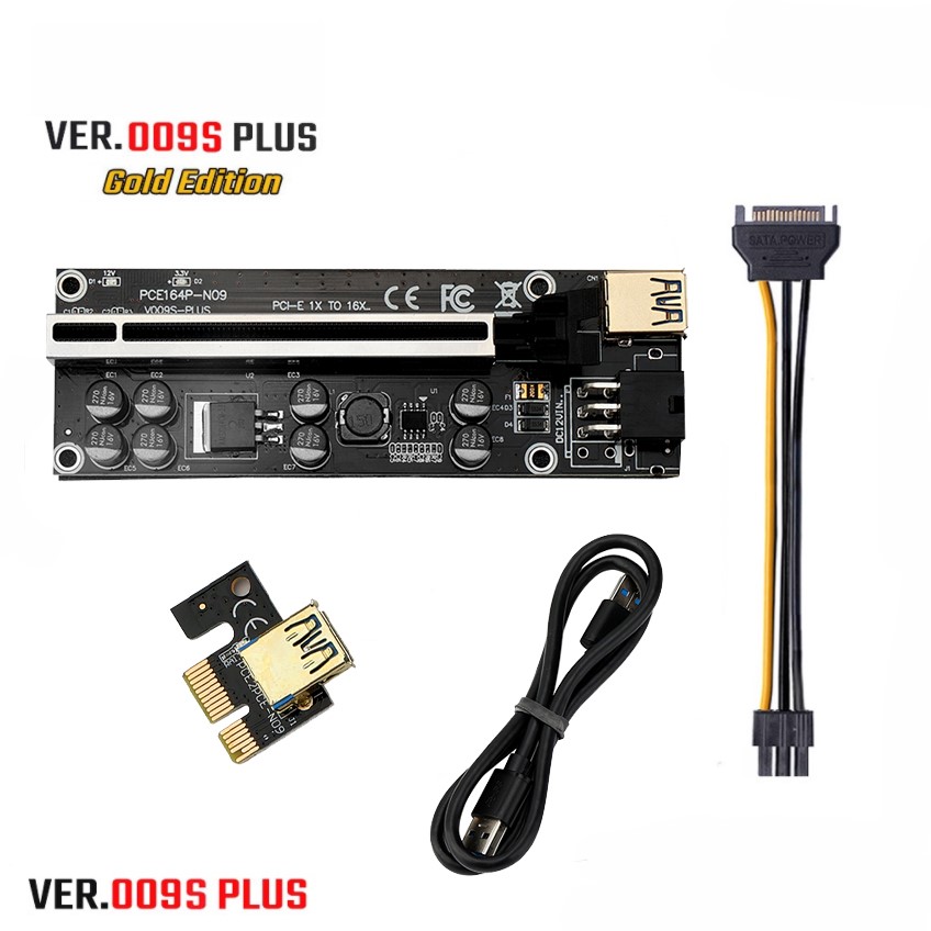Riser Card Ver.009C PLUS PCI-E16X Gold Edition LED (ไรเซอร์ รุ่นล่าสุด ...
