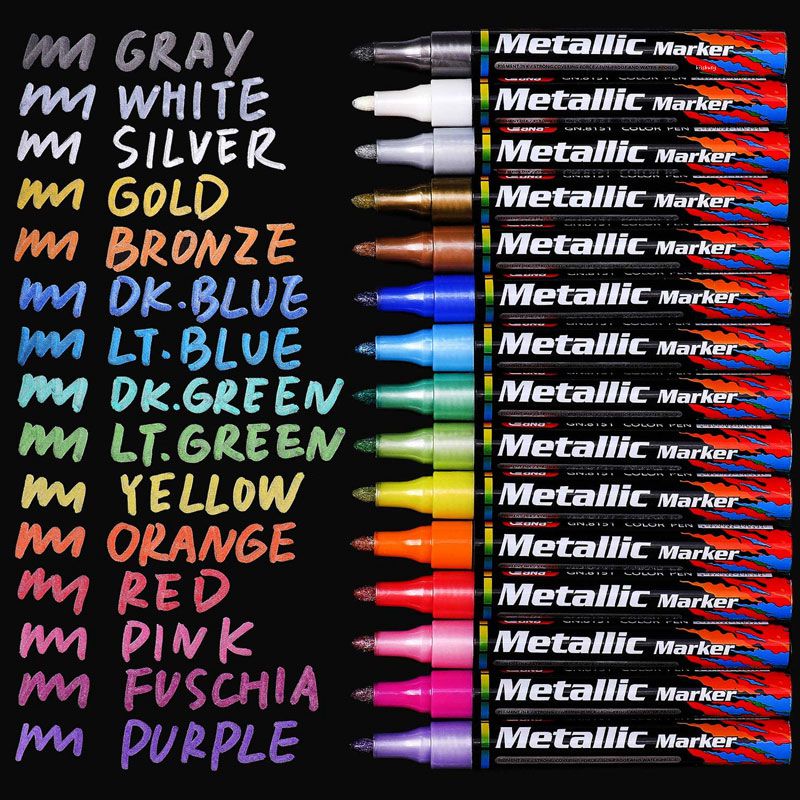 4-24 Colors Metallic Paint Marker Pens for Rock Painting Paper Metallic ...