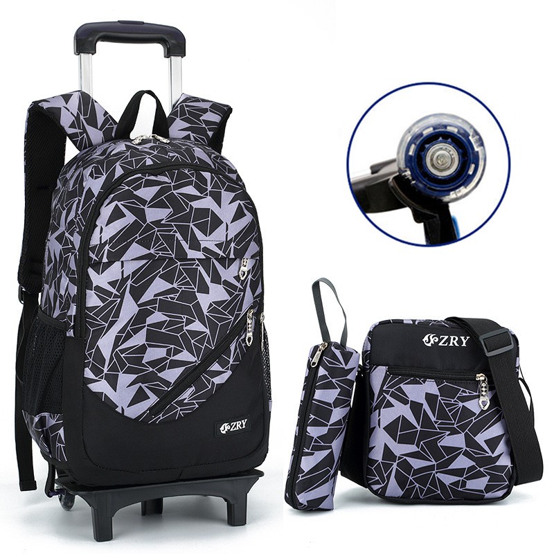 Trolley School Bag Beg Sekolah Roda 2 or 6 Wheels Staircase Kids ...