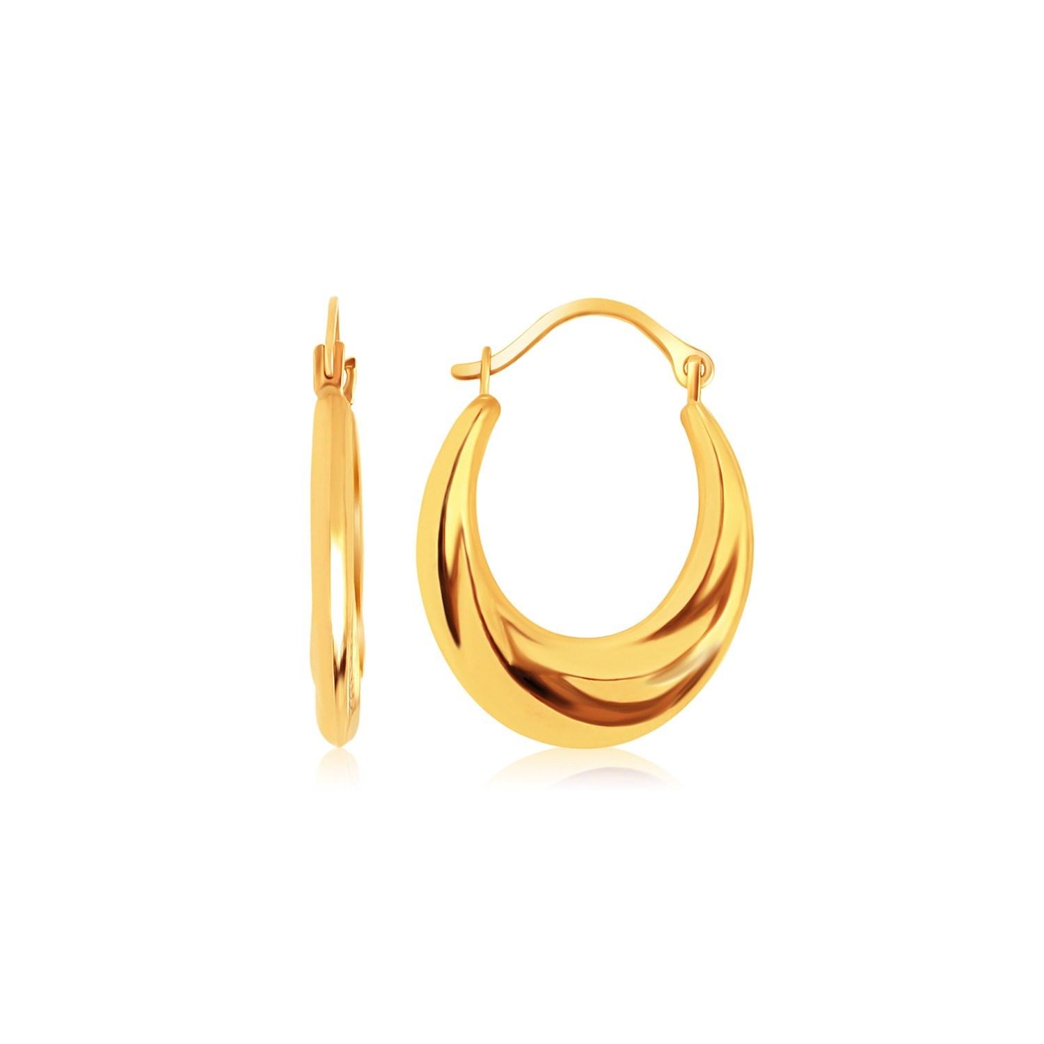 ต่างหูห่วงวงรีรูปไข่ทองคำแท้ 10K 10K yellow gold oval hoop earrings ...