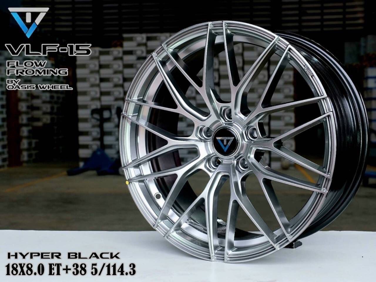 ล้อแม็กใหม่ - VLF 15 - สีHYPER BLACK - ขอบ18 ล้อเบา - งาน OASIS (18 x 5รู114.3) - หน้ากว้าง 8.0 ...