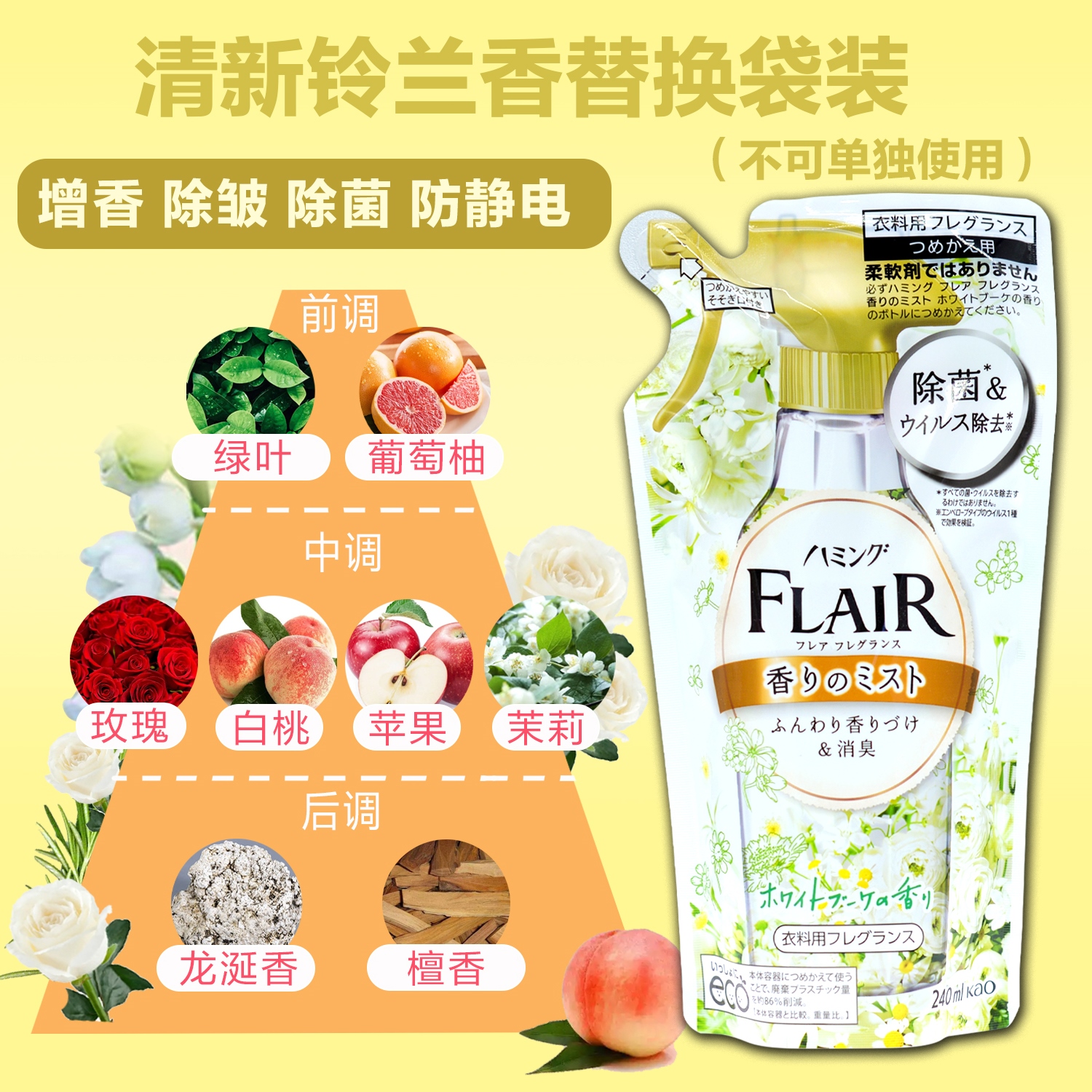 Japan's Kao FLAIR clothes anti-static spray anti-wrinkle anti-bacterial ...