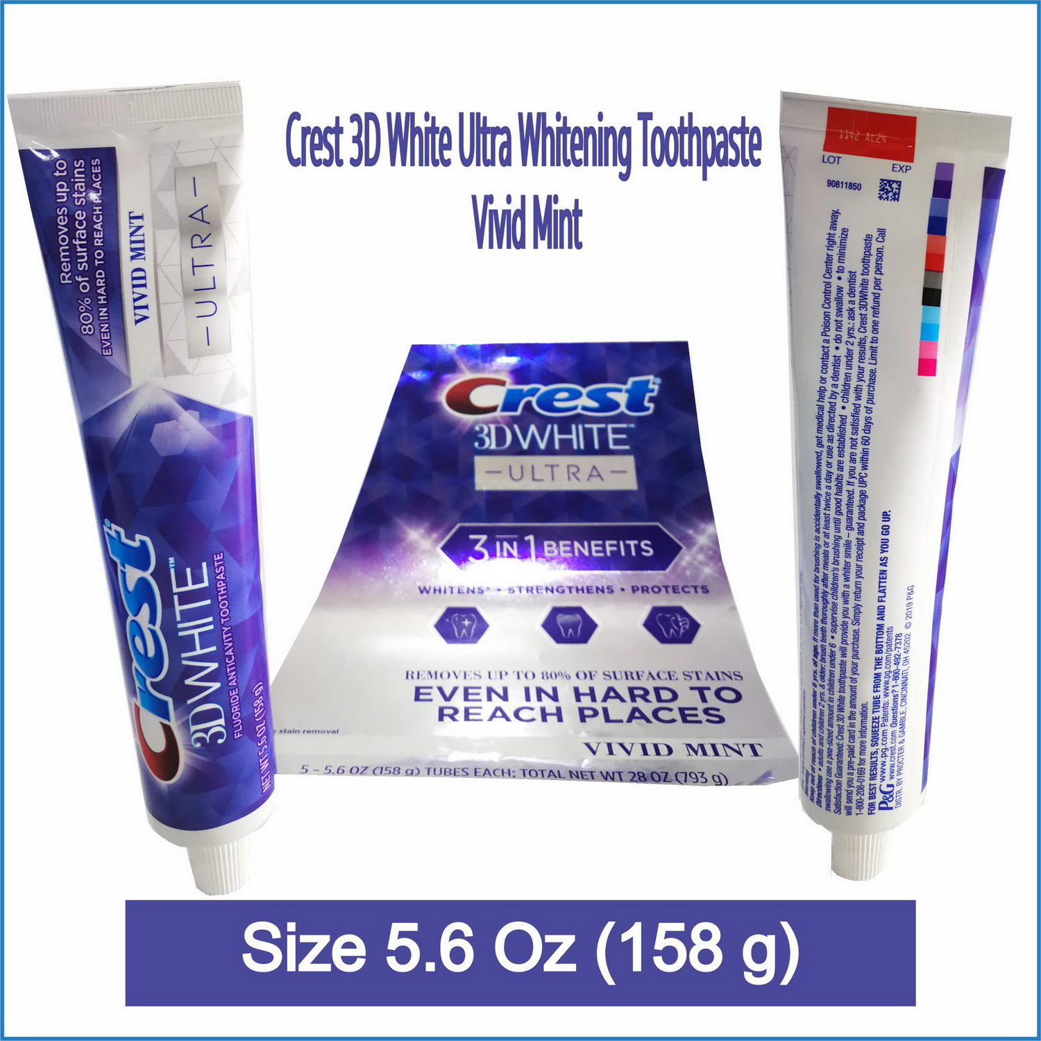 [Exp ปี 2024] Crest ยาสีฟัน ฟันขาว 158 g. นำเข้าจากอเมริกา Crest 3D White Ultra Whitening ...