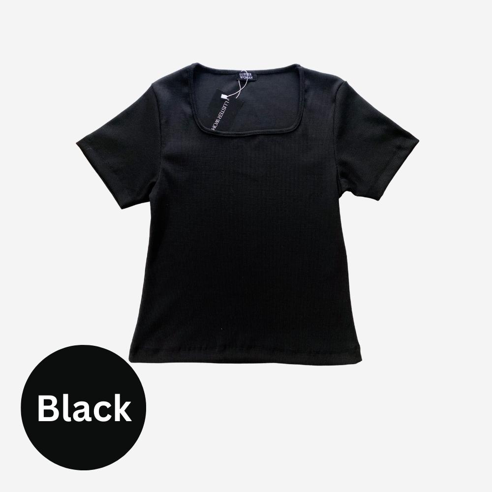 PayDay🔥Jolyne Top เสื้อยืดผ้าร่องคอเหลี่ยม อกได้ถึง 40" ผ้านุ่มยืด ใส่ ...