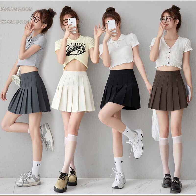 XS-3XL 7ส กระโปรงทรงแคบ มีชับใน กระโปรงจีบรอ กระโปรงทรงเอ นักเรียน กระโปรงสั้น กระโปรงเทนนิส JK ...