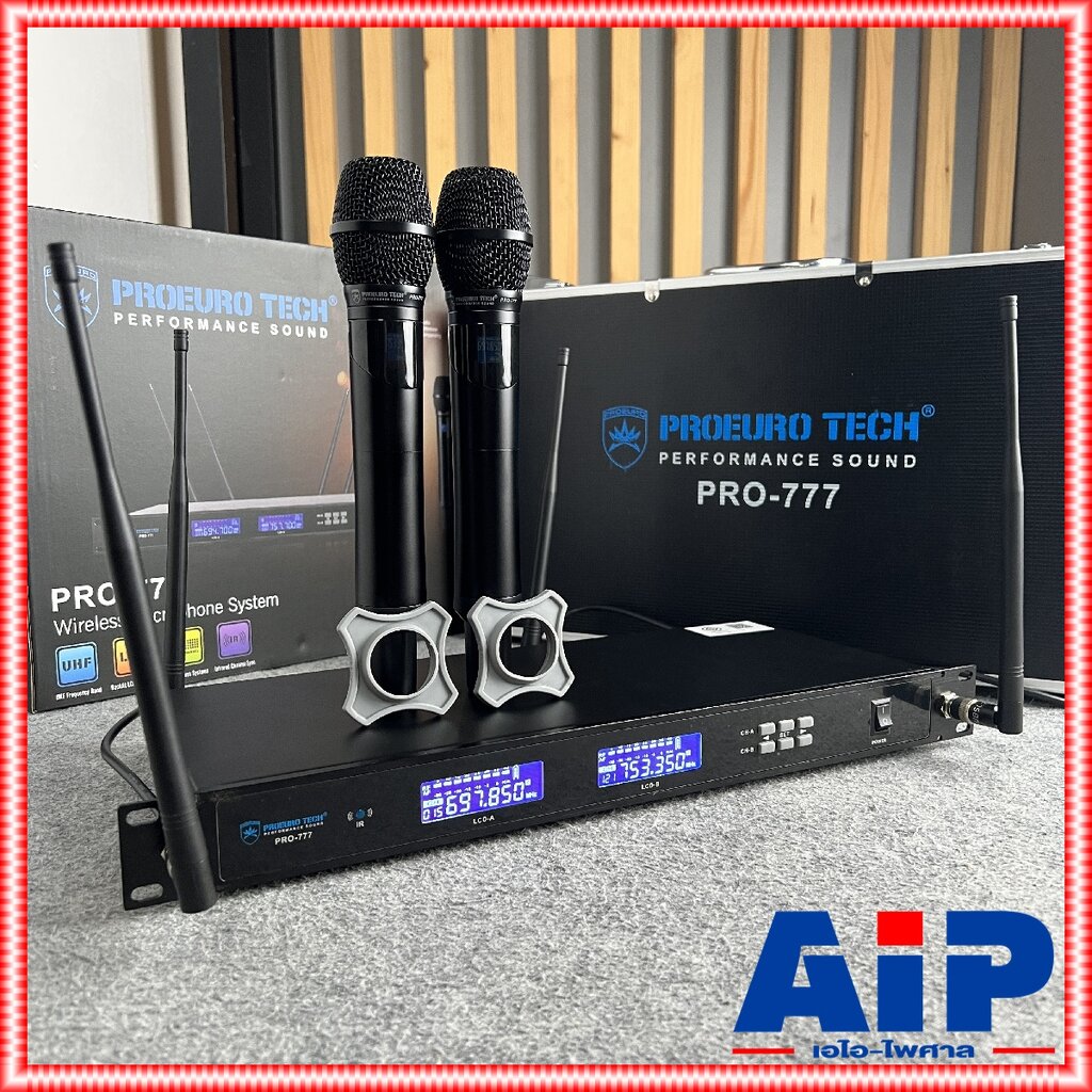 4เสา PROEUROTECH PRO-777 ไมค์ลอยมือถือคู่UHF ไมค์ลอยปรับความถี่ มี2ช่วงความถี่ โปรยูโรเทค 4เสา ...