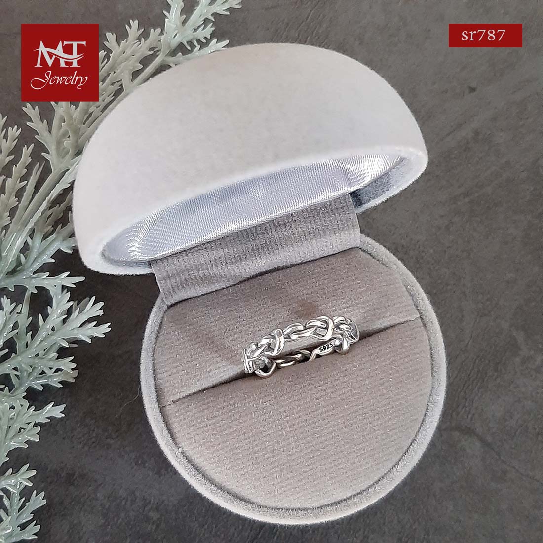 MT แหวนเงินแท้ หัวใจ ถักร้อยต่อกัน ไซส์ 49 52 54 57 Solid 925 Sterling Silver Ring (sr787) MT ...