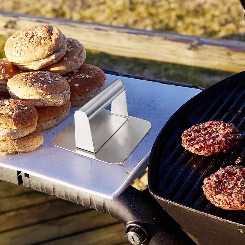 Stainless Steel Burger Press, 5.5 Inch Square Burger Smasher ...