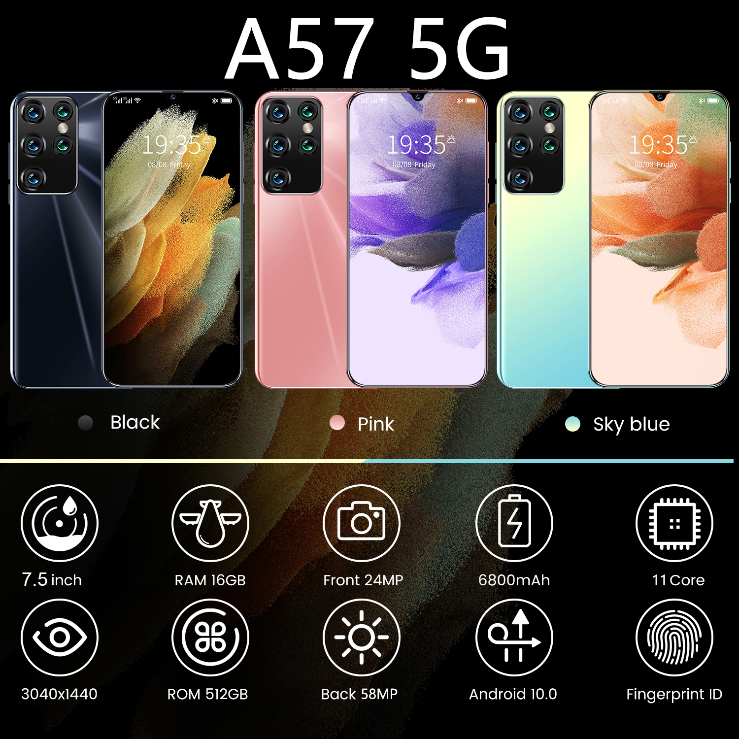 โทรศัพท์มือถือใหม่ OPPQ A57 7.5นิ้ว โทรศัพท์มือถือ เต็มจอ โทรศัพท์มือถือ รุ่นขายดี สมาร์ทโฟน Ram ...