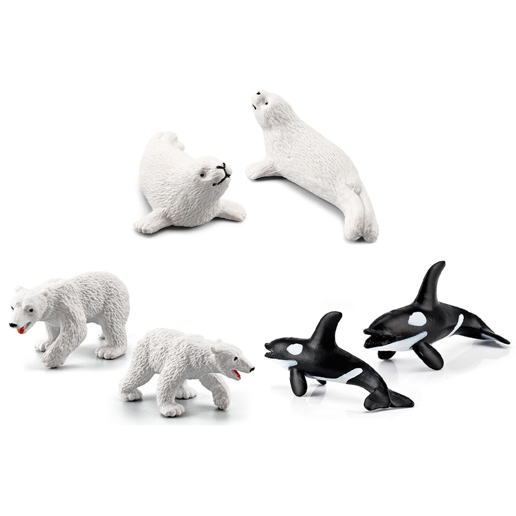 18PCS Polar Arctic Animal Toy Figurines Set Includes White Wolf White ...